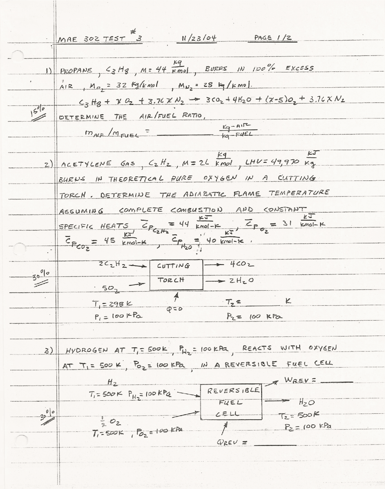 Exam 3 With Solution Engineering Thermodynamics Ii Mae 302 Docsity