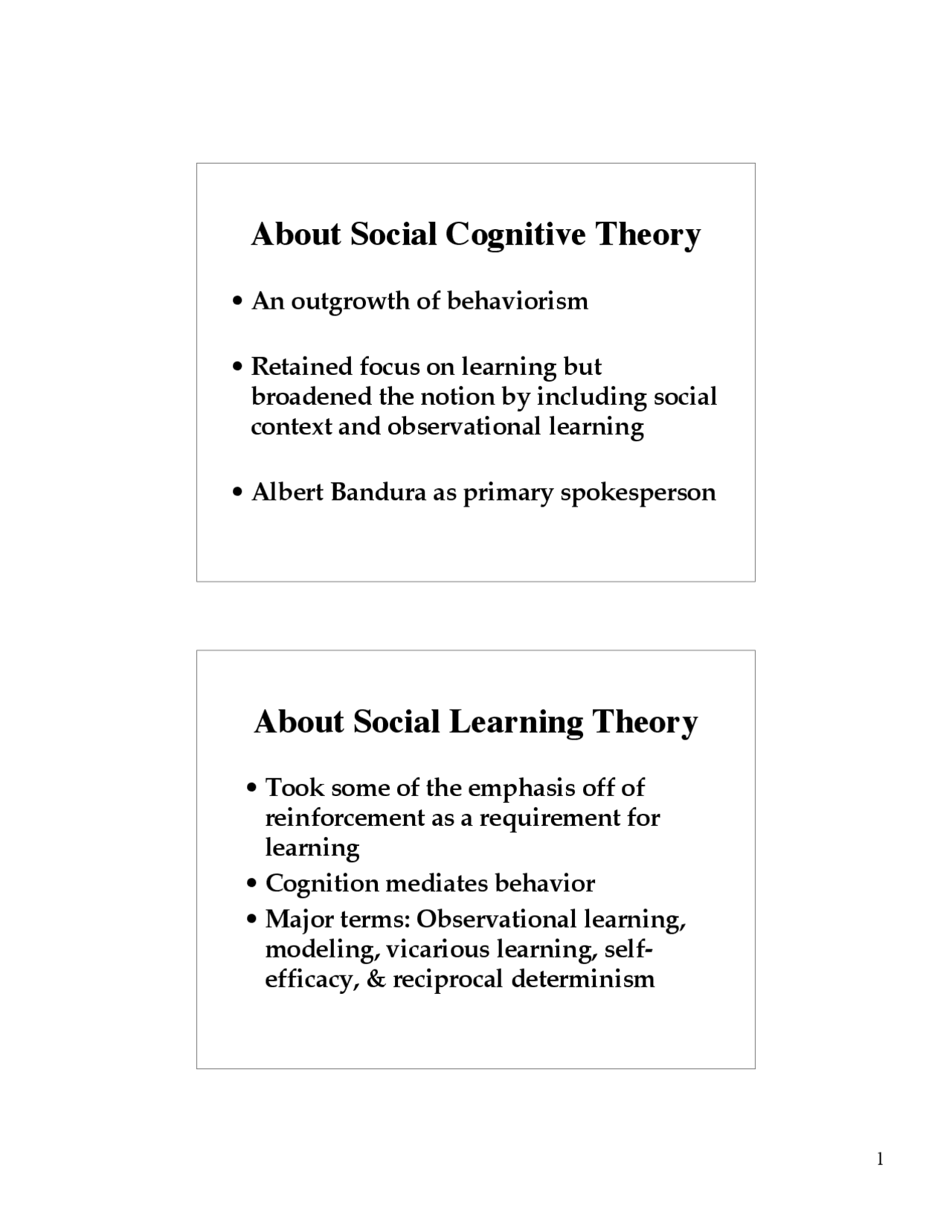 Social Cognitive Theory Educational Psychology Lecture Slides Edp