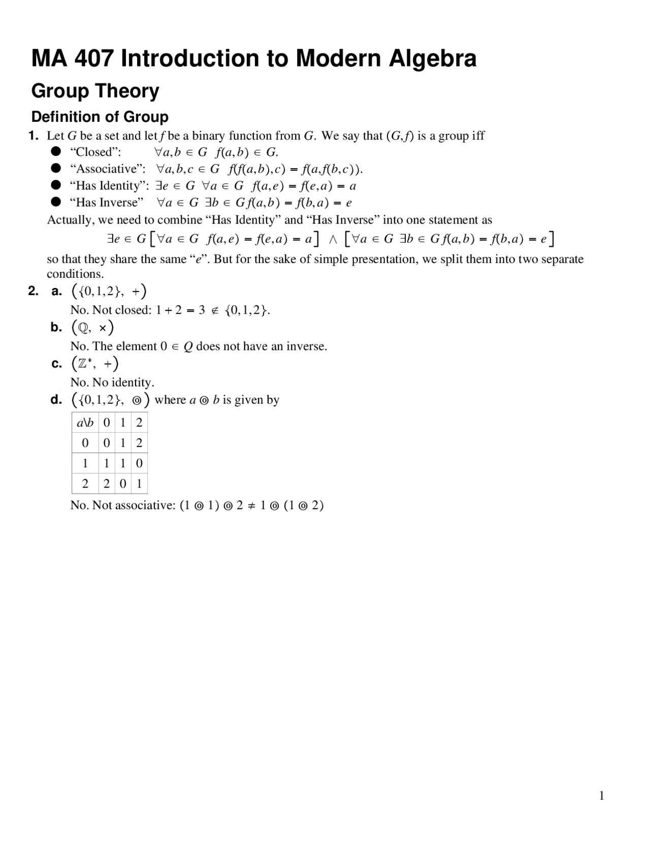 Group Theory Introduction To Modern Algebra For Mathematics Majors