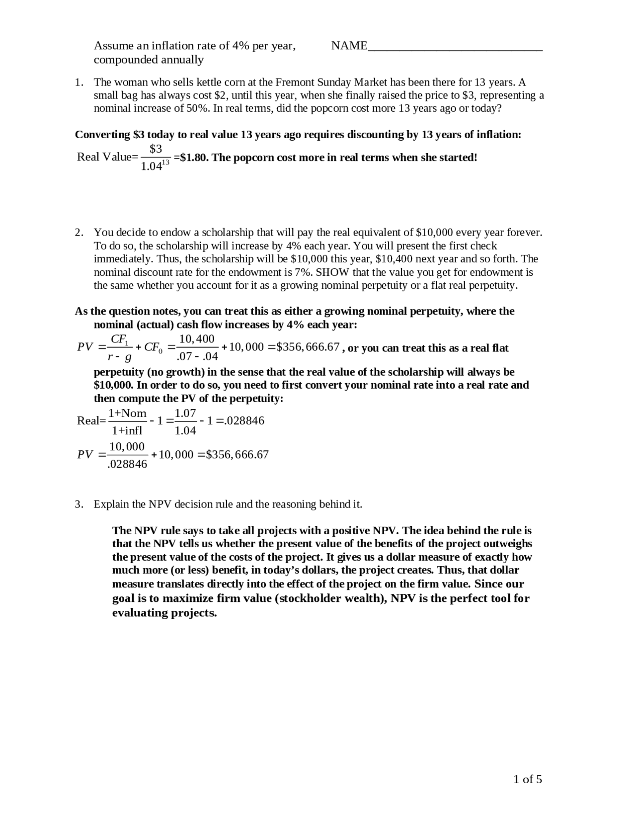 Business Finance Midterm Exam Questions Fin 350 Docsity