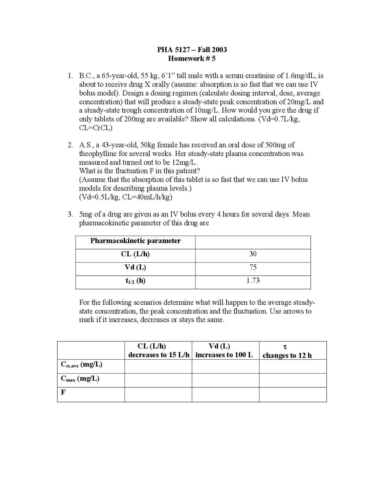 Homework 5 Questions Dose Optimization I Pha 5127 Docsity
