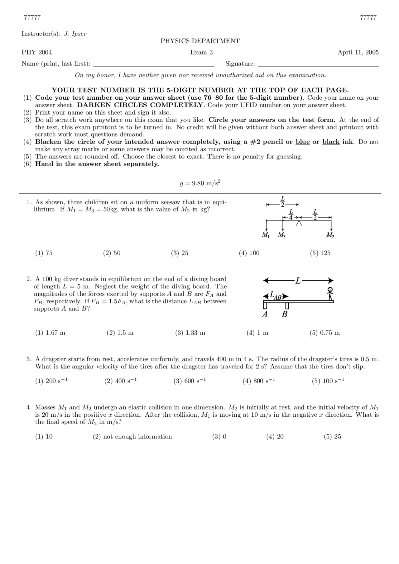 8 Mcqs For Exam 3 Applied Physics 1 Fall 2005 Phy 2004 Docsity