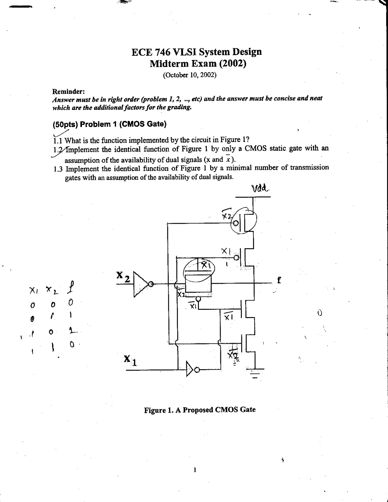 Old Midterm Exam Questions Fall 2002 Vlsi Systems Design Ece 546