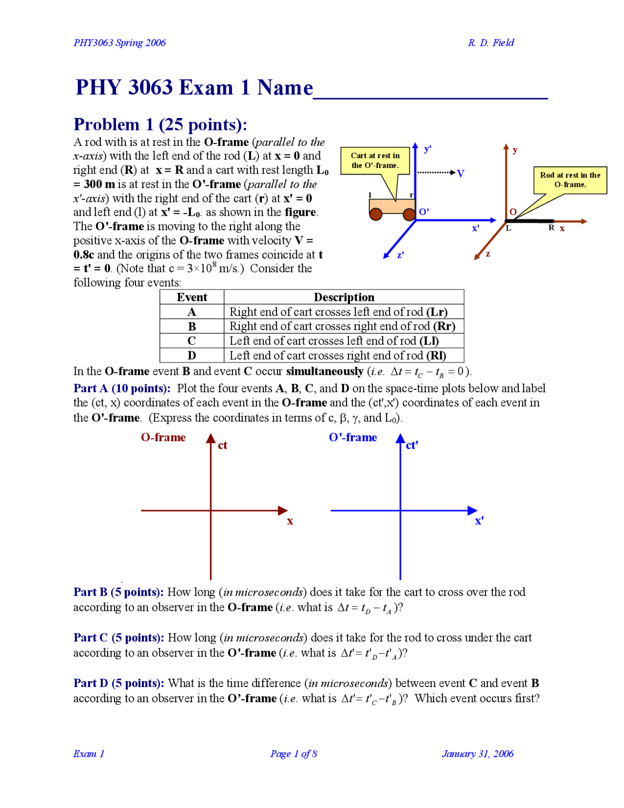 Exam 1 Problems Enriched Modern Physics Phy 3063 Docsity