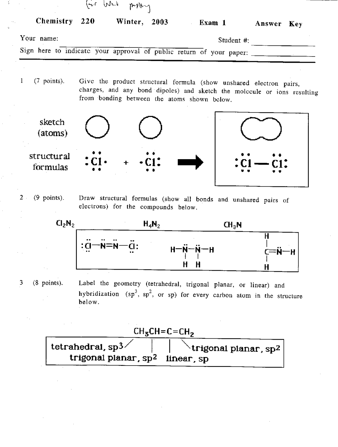 Practice Questions For Exam 1 Principles Of Chemistry Ii Chem 220