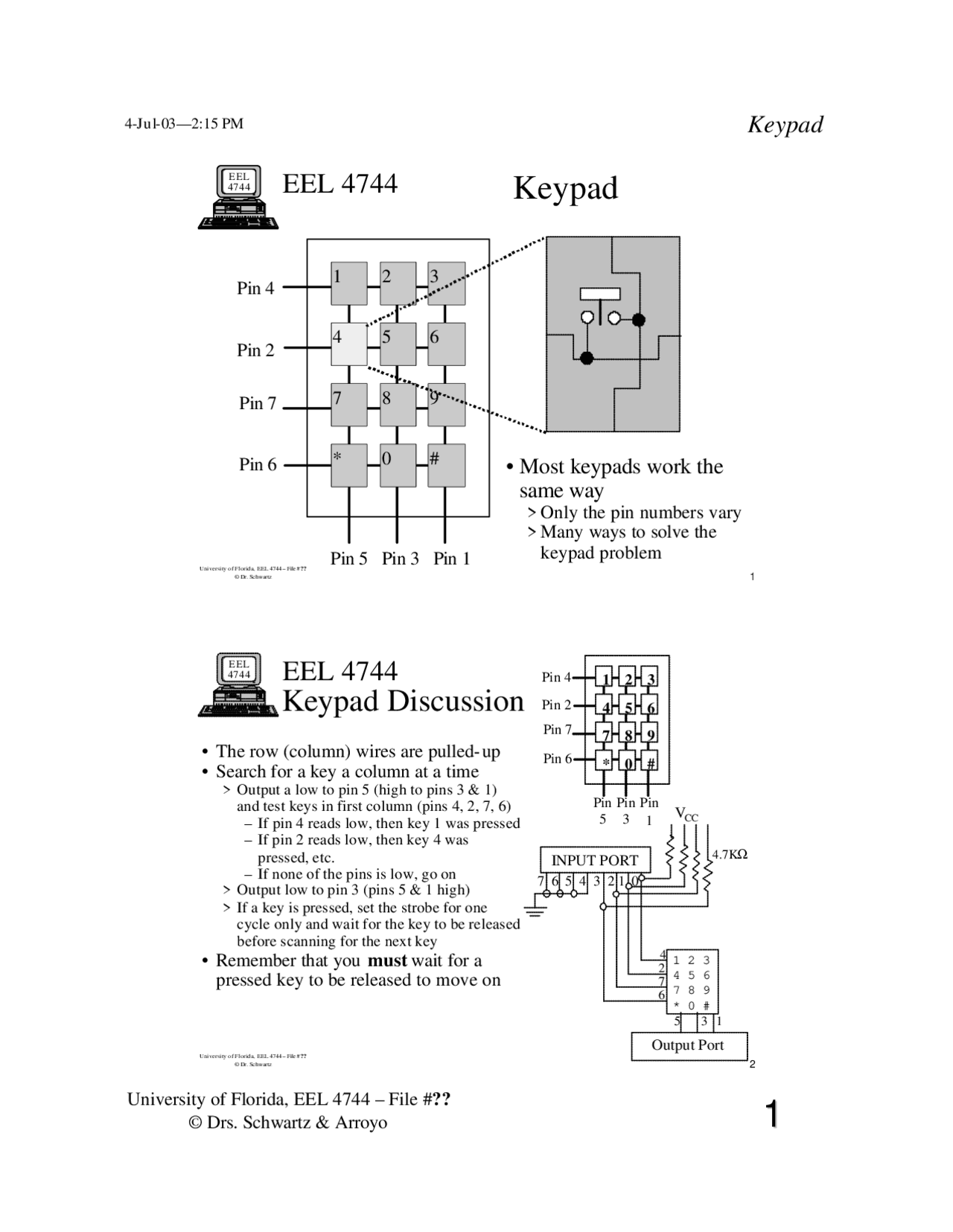 Notes On Keypad Microprocessor Applications Eel 4744 Docsity 9240