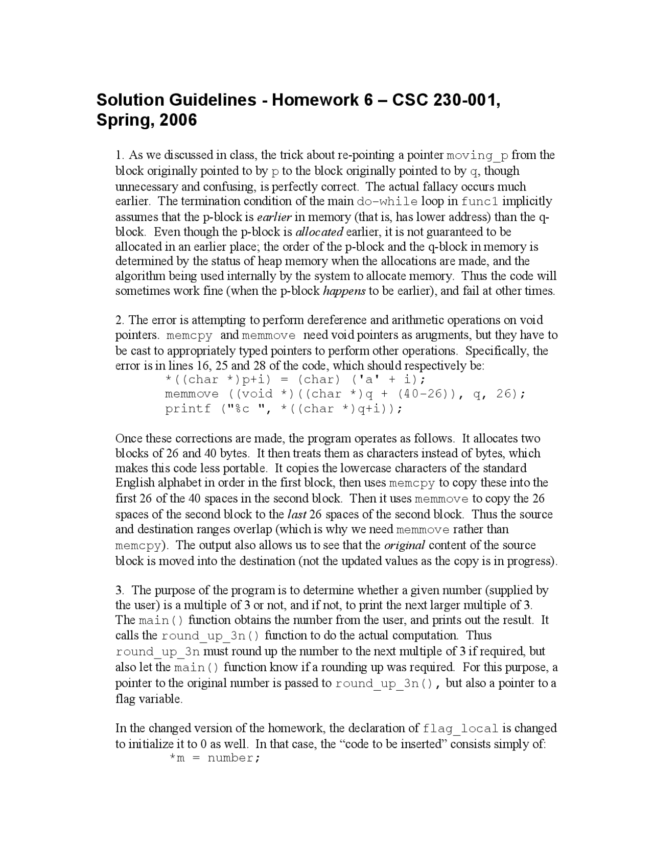 C And Software Tools Homework 6 Solution Guidelines Csc 230 Docsity