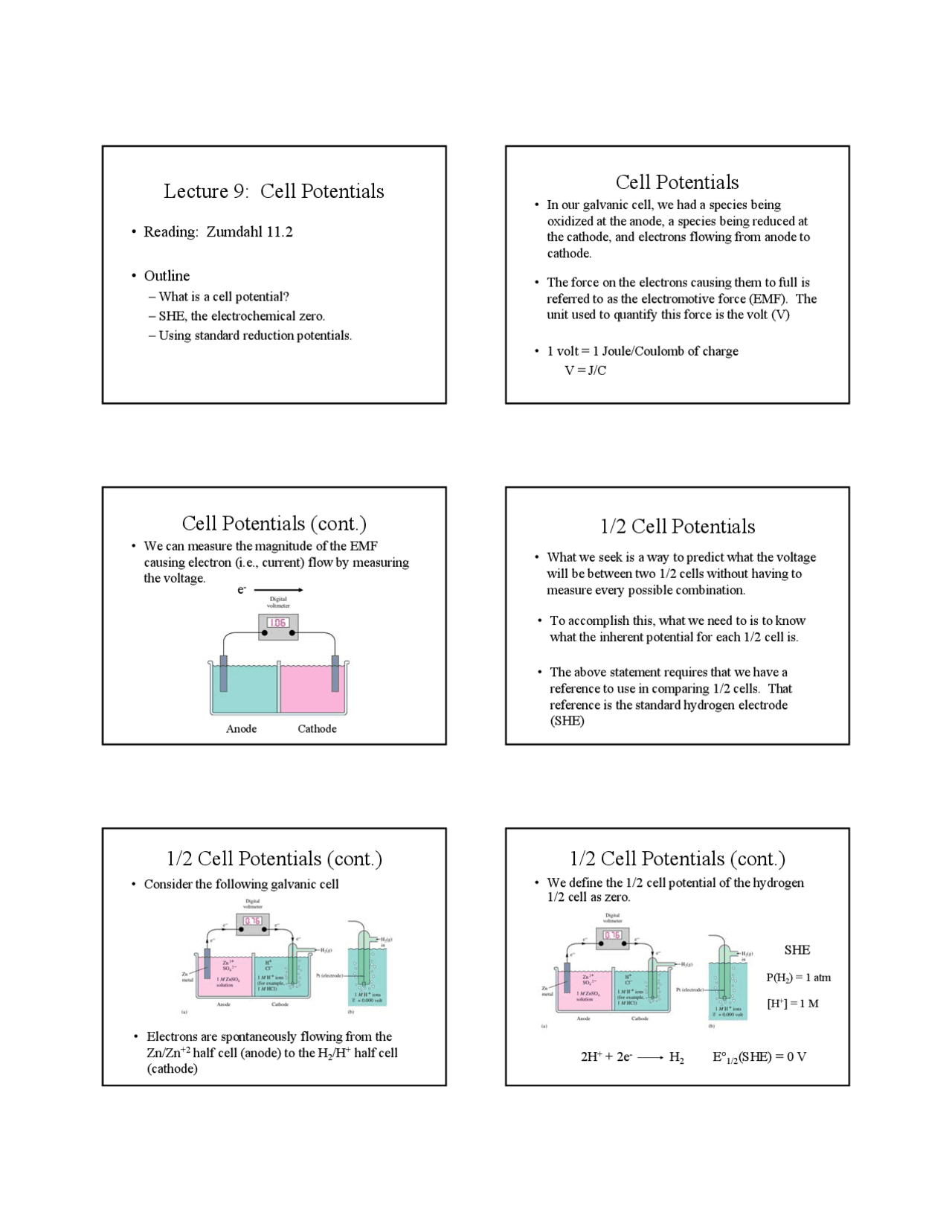 Lecture Slides On Cell Potentials General Chemistry Chem 152 Docsity