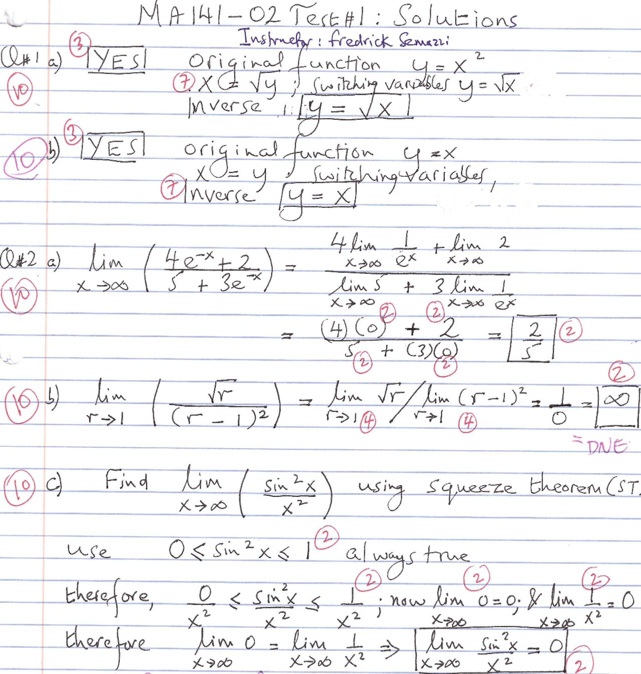 Test I With Solutions Calculus I Ma 141 Docsity