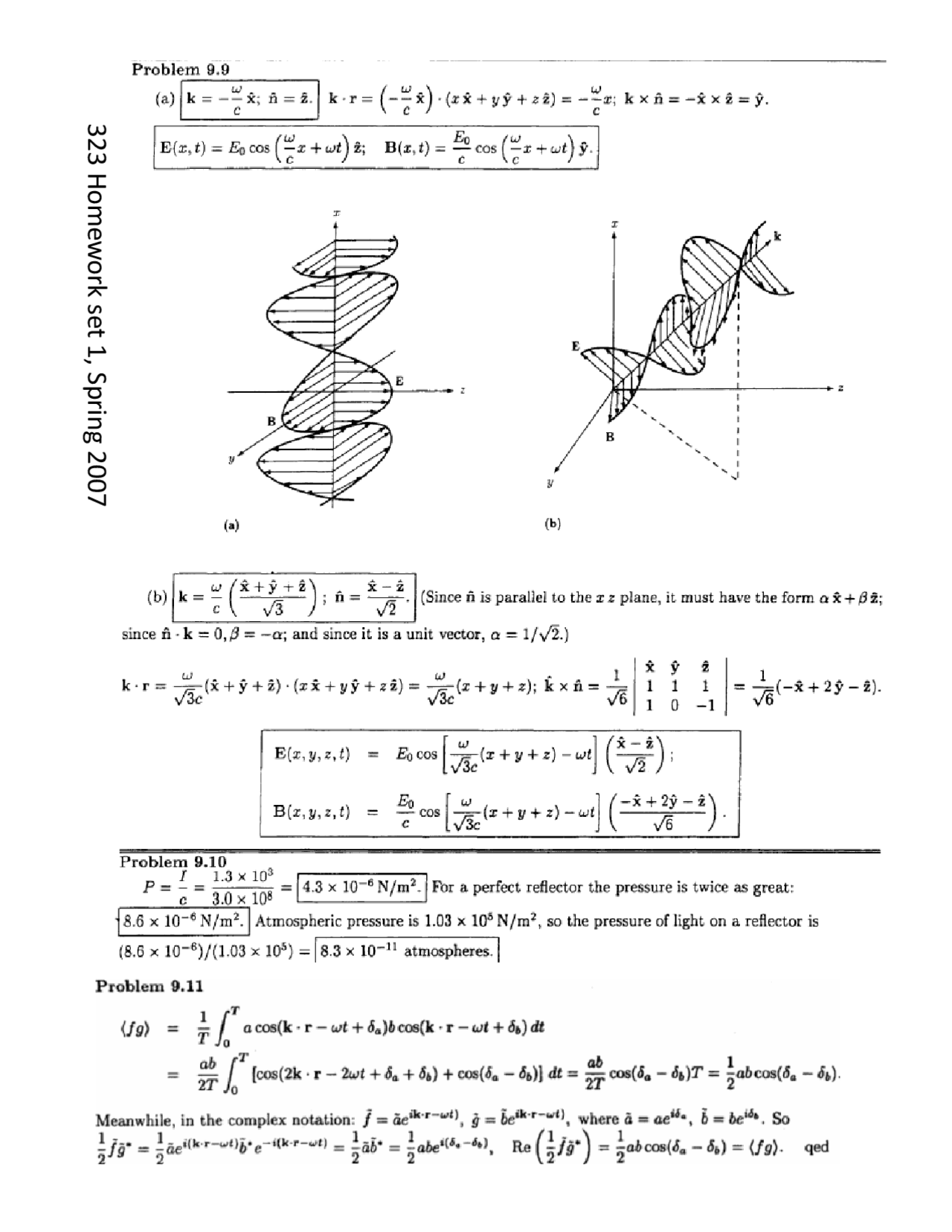 Solved Problems For Assignment 1 Electromagnetism Phys 323