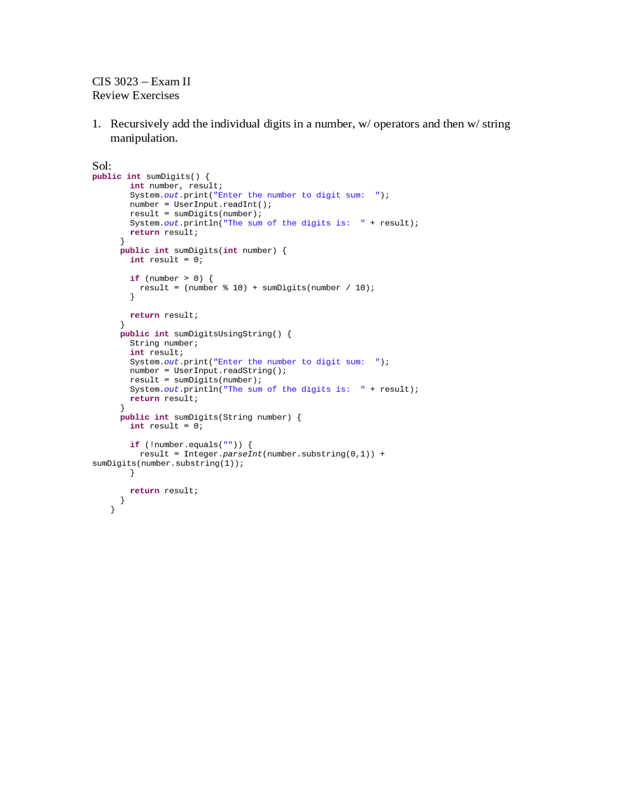Exam 2 Questions With Solutions Program Cis Majors 2 Cis 3023 Docsity
