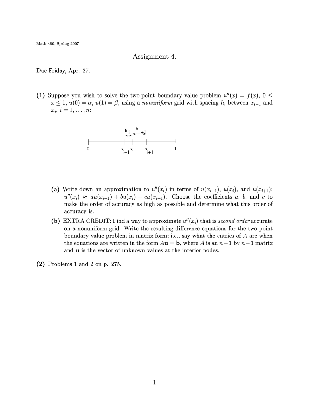 Topics For Undergraduate Assignment 4 Problems Math 480 Docsity