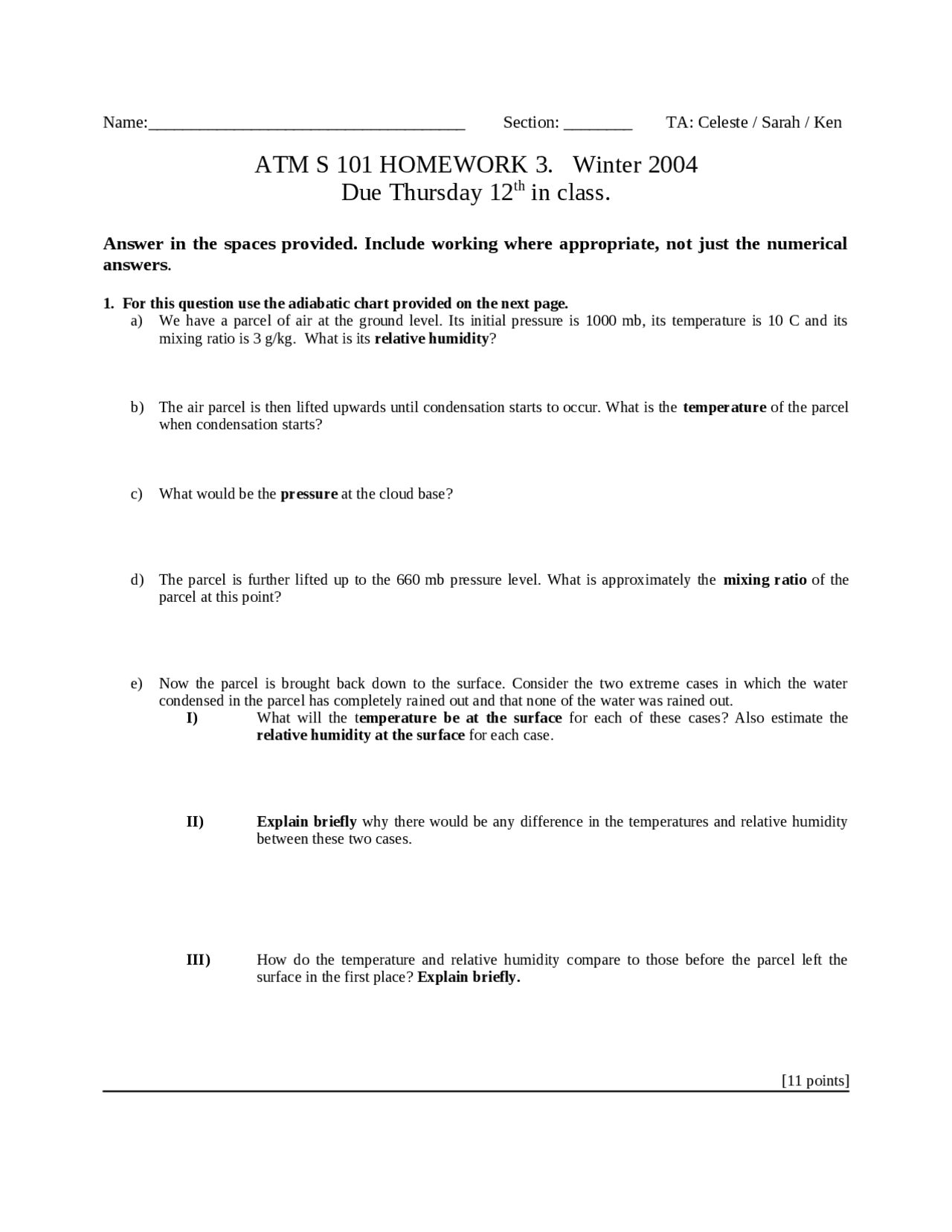 Homework 3 Practice Problems Weather Atm S 101 Docsity