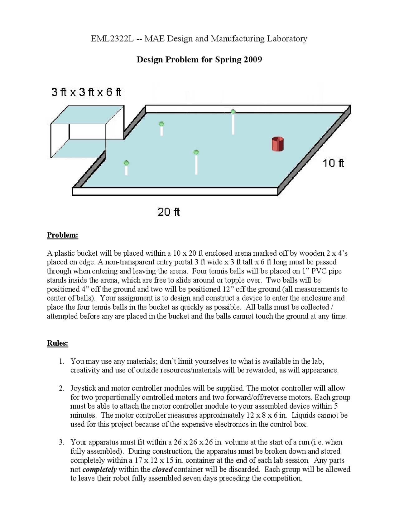 Design Problem - Design and Manufacturing Laboratory | EML 2322 - Docsity