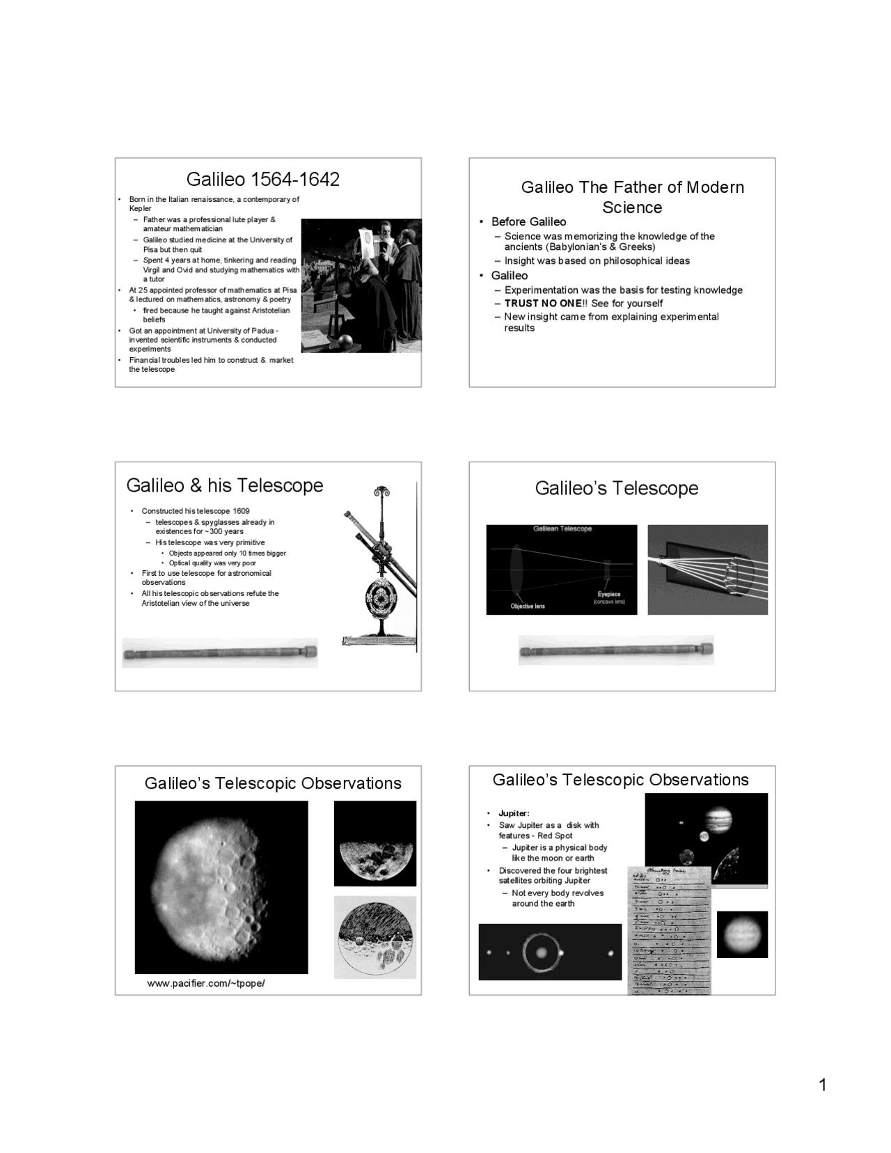 Galileo The Father of Modern Science - Lecture Slides | AST 3018 - Docsity
