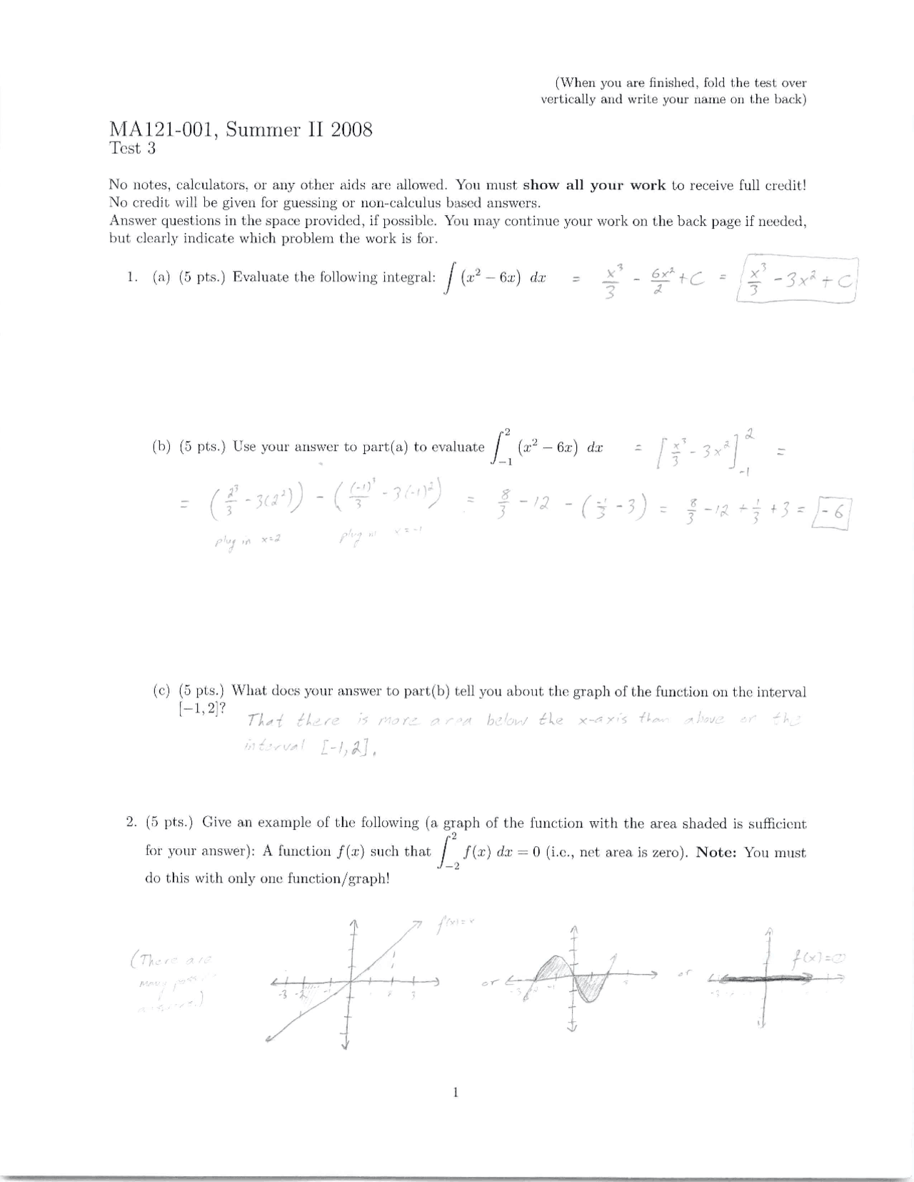 10 Solved Questions on Elements of Calculus - Exam 3 | MA 121 | Exams Calculus | Docsity