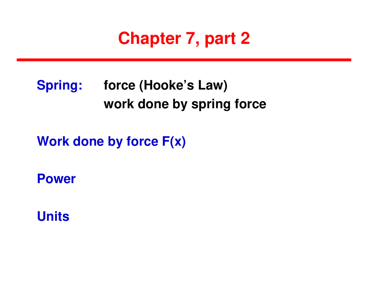 Notes On Spring Force Or Hookes Law Power Slides Phy 2048 Docsity