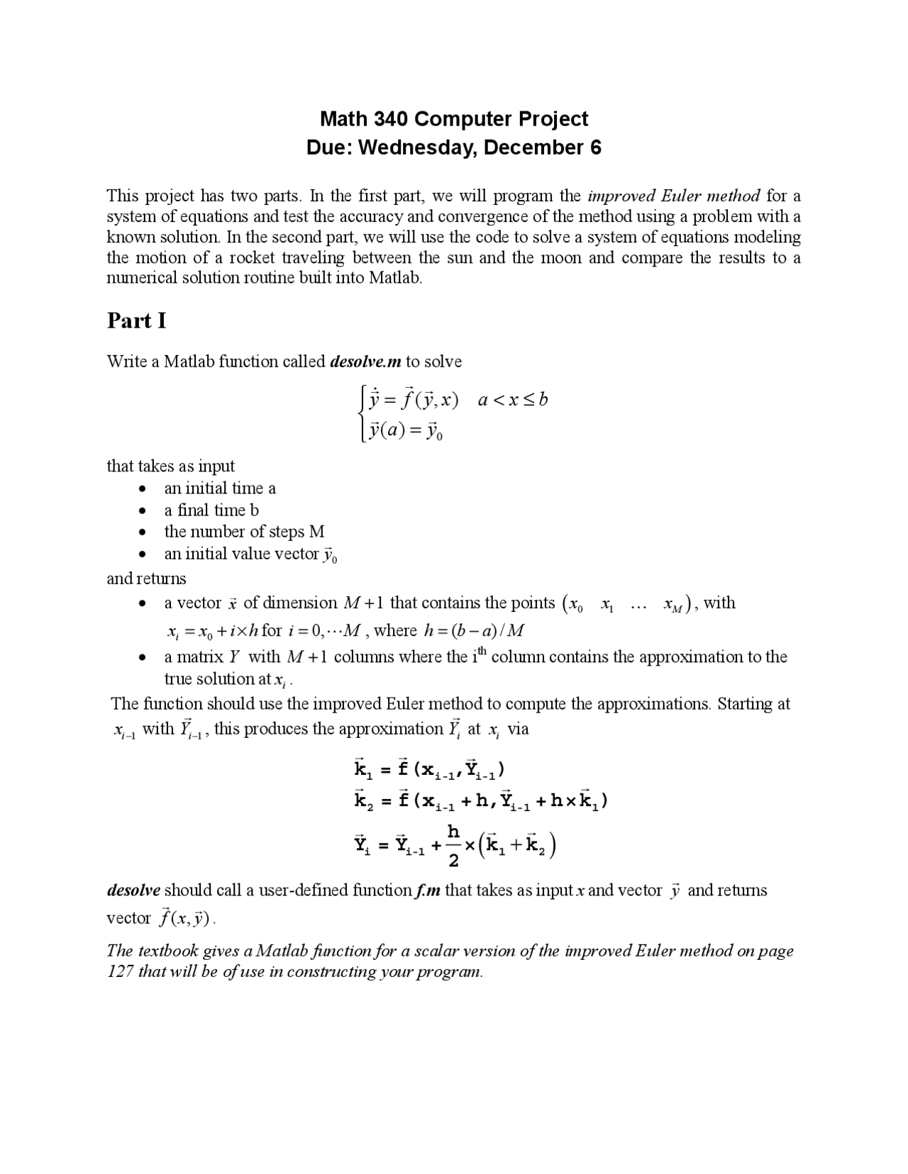 Introduction To Ordinary Differential Equations Project Report Math