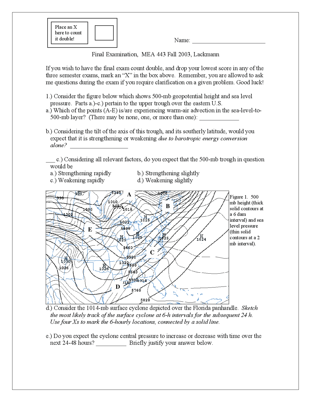 Synoptic Weather Analysis And Forecasting Final Exam Mea 443 Docsity