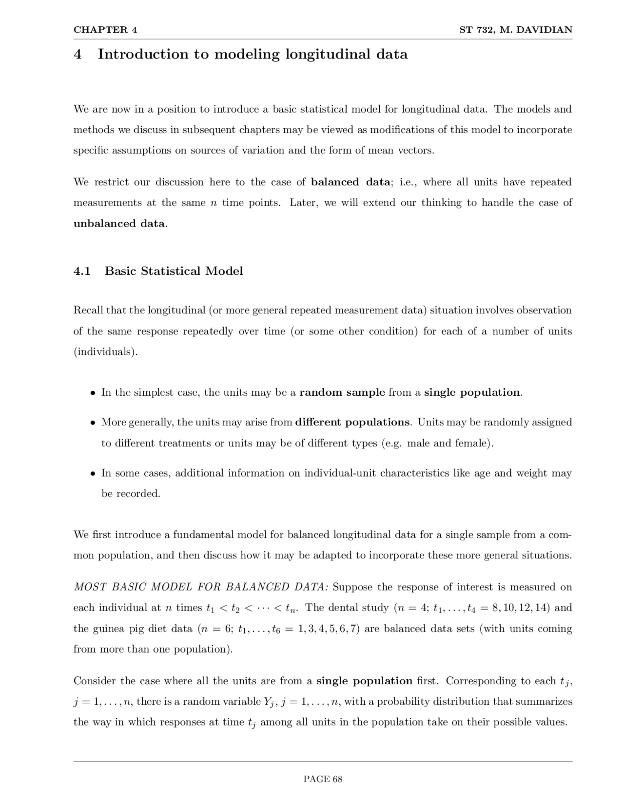 Introduction to Modeling Longitudinal Data - Lecture Notes | ST 732 ...