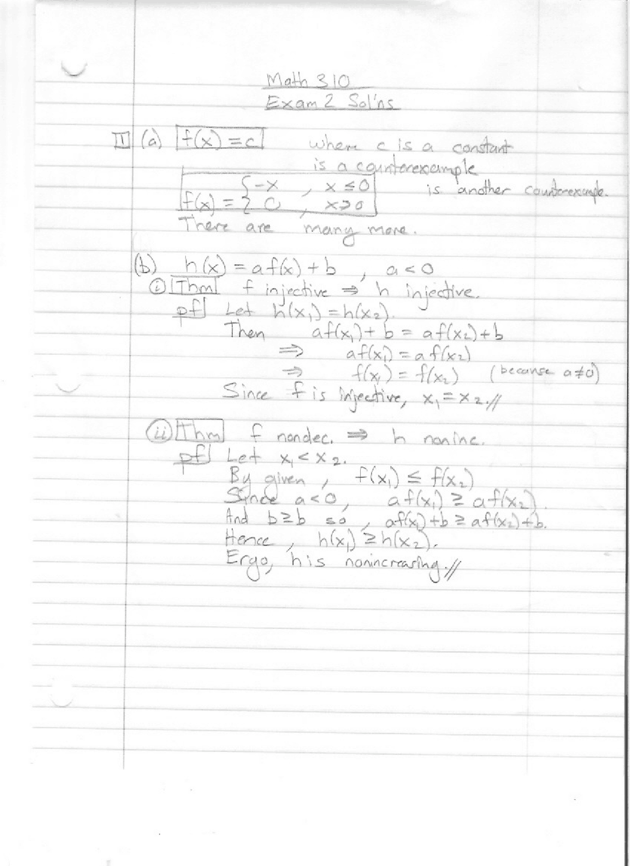 Exam 2 Questions with Solutions - Math Reasoning | MATH 310 - Docsity