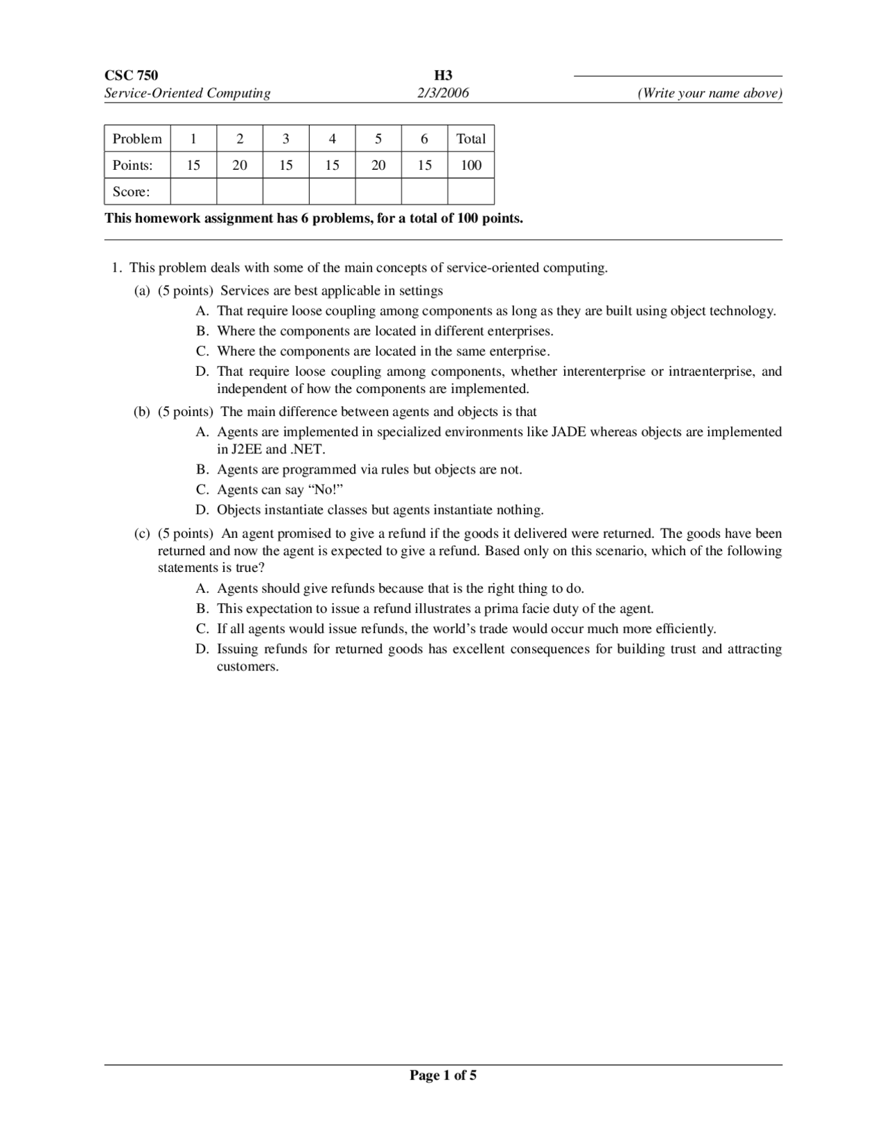 Practice Homework 3 Solutions Service Oriented Computing Csc 750 Docsity