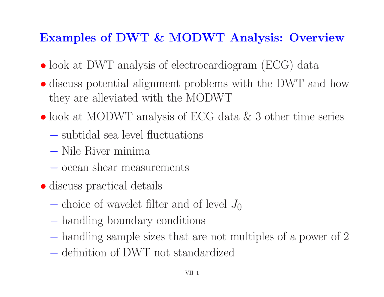 Examples of DWT and MODWT Analysis | STAT 530 - Docsity