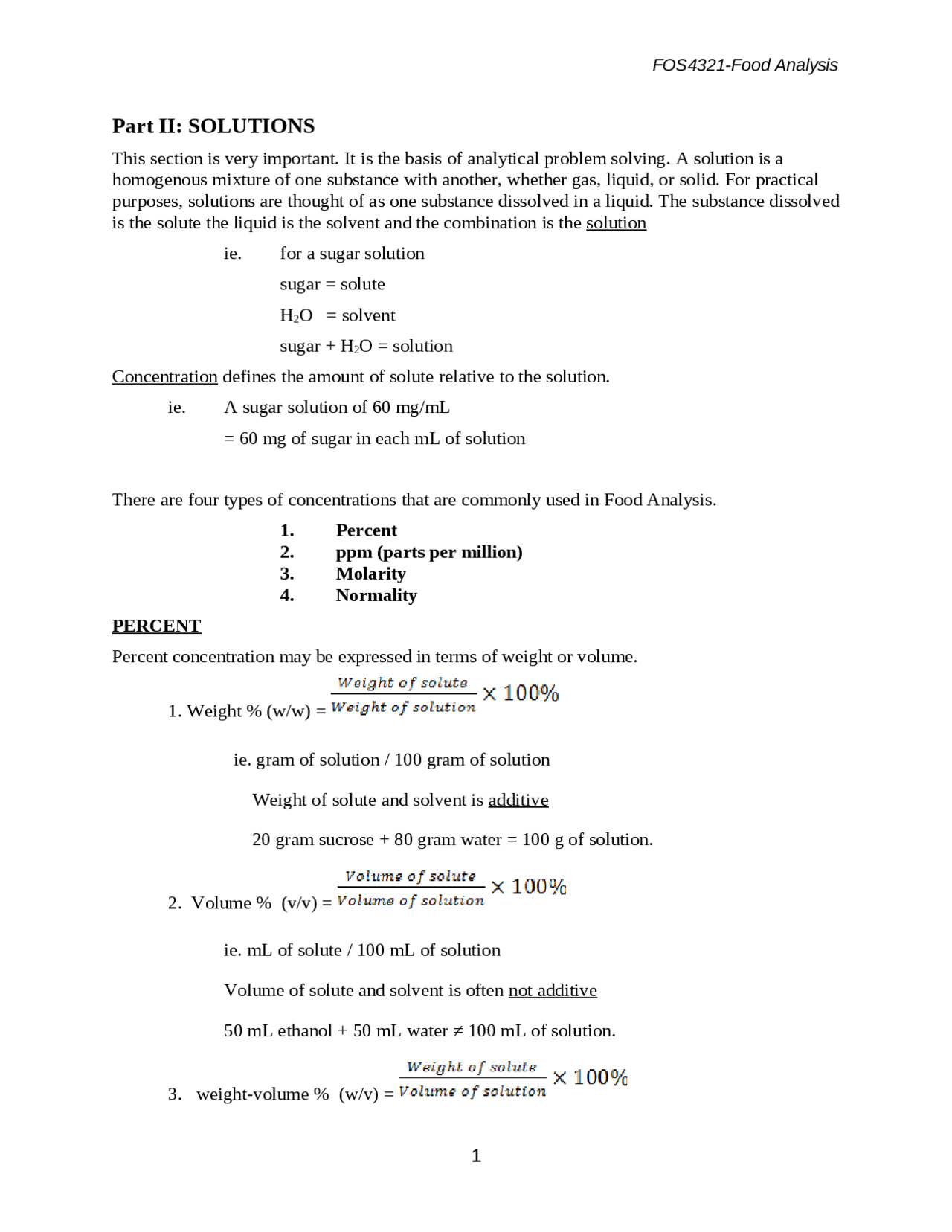 Final Exam Solutions Food Analysis Fos 4321 Docsity