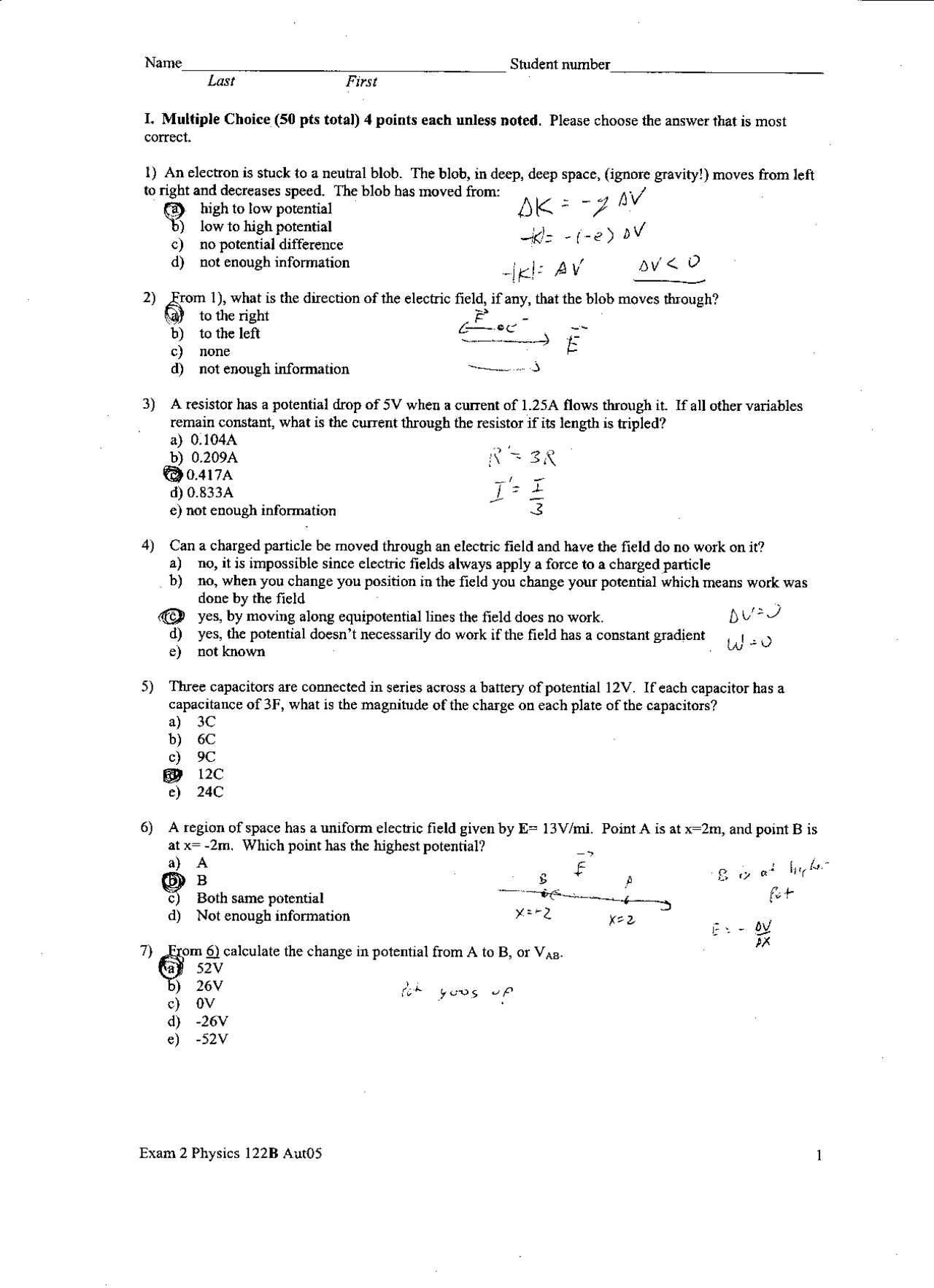 Exam 2 With Correct Answers Electromagnetism Phys 122 Docsity