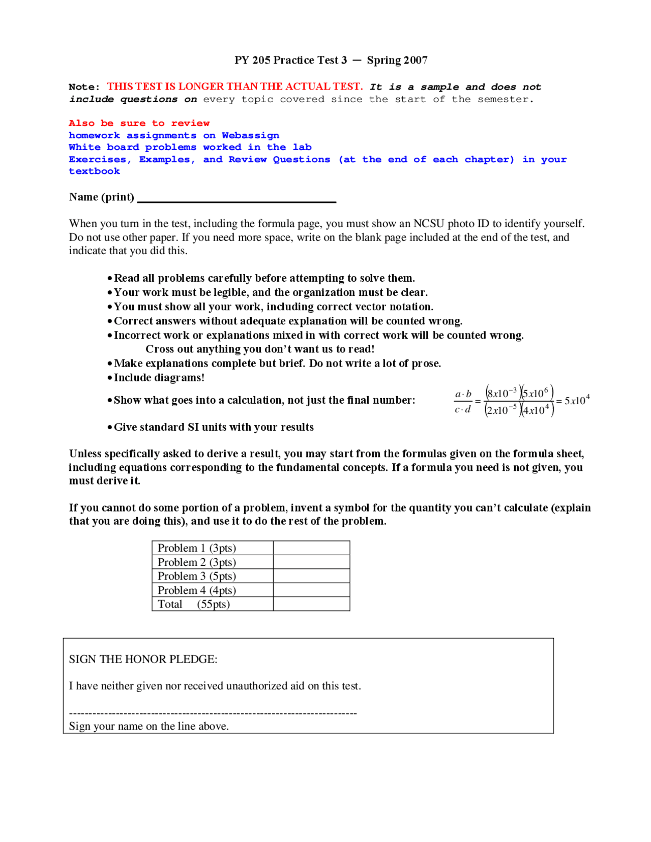 Test 3 Questions - Physics for Engineers and Scientists I | PY 205 ...