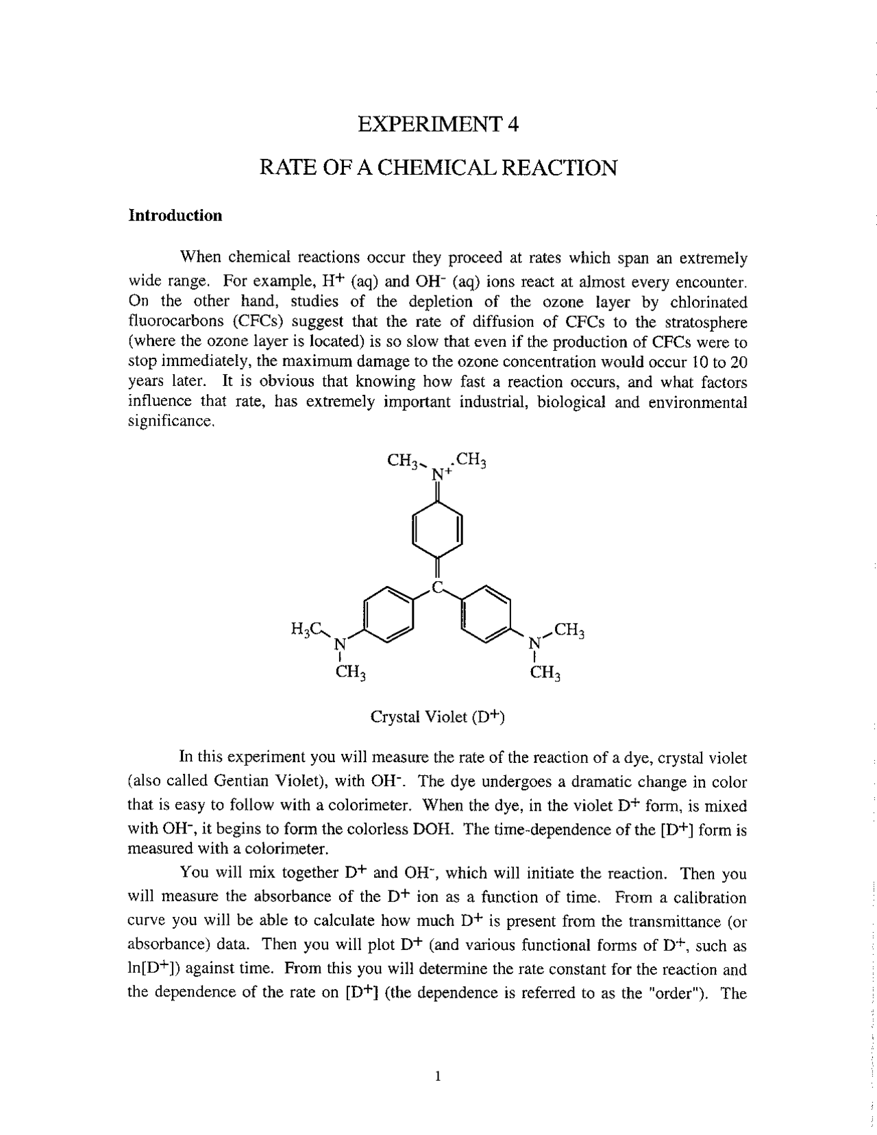 Lab 4 - Rate of Chemical Reaction - Honors-General Chemistry | CHEM 155 ...