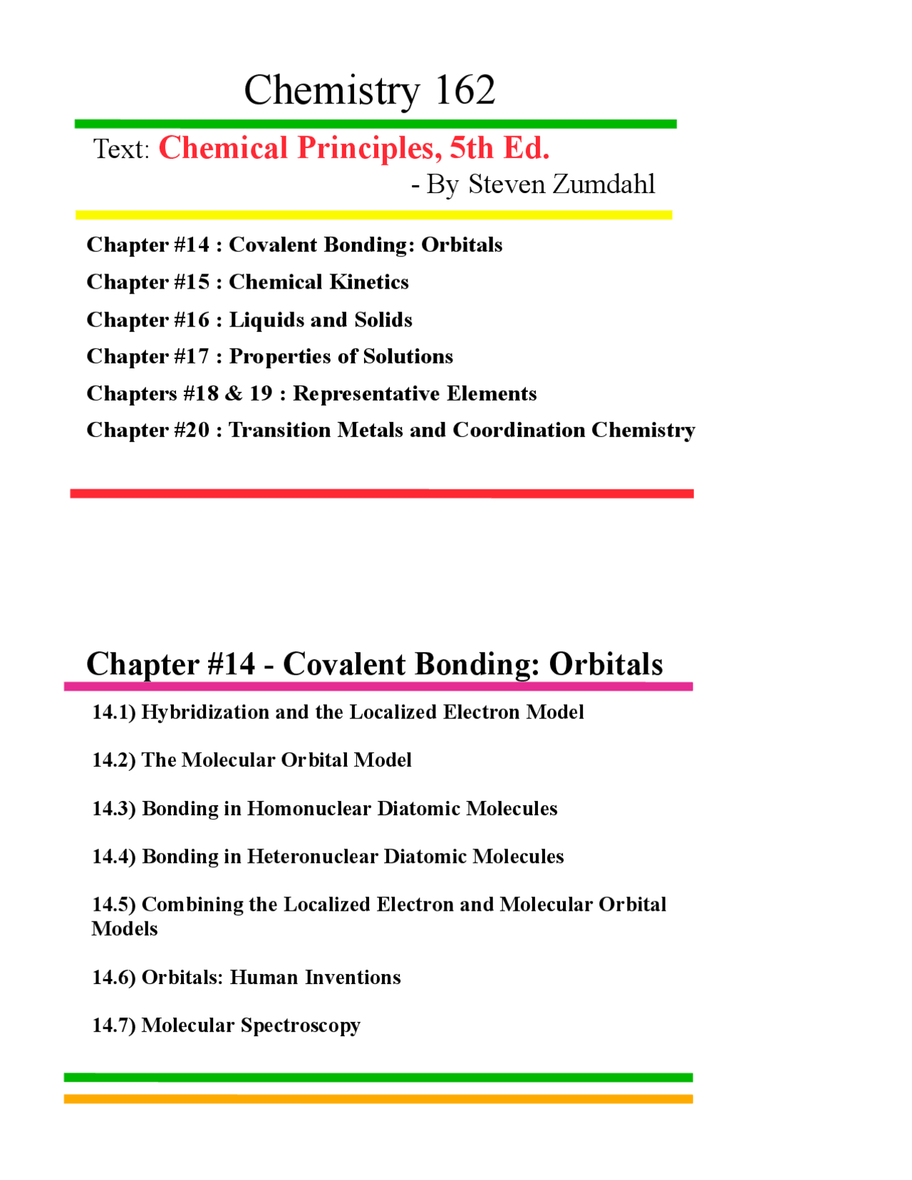 Covalent Bonding: Orbitals - General Chemistry | CHEM 162 - Docsity