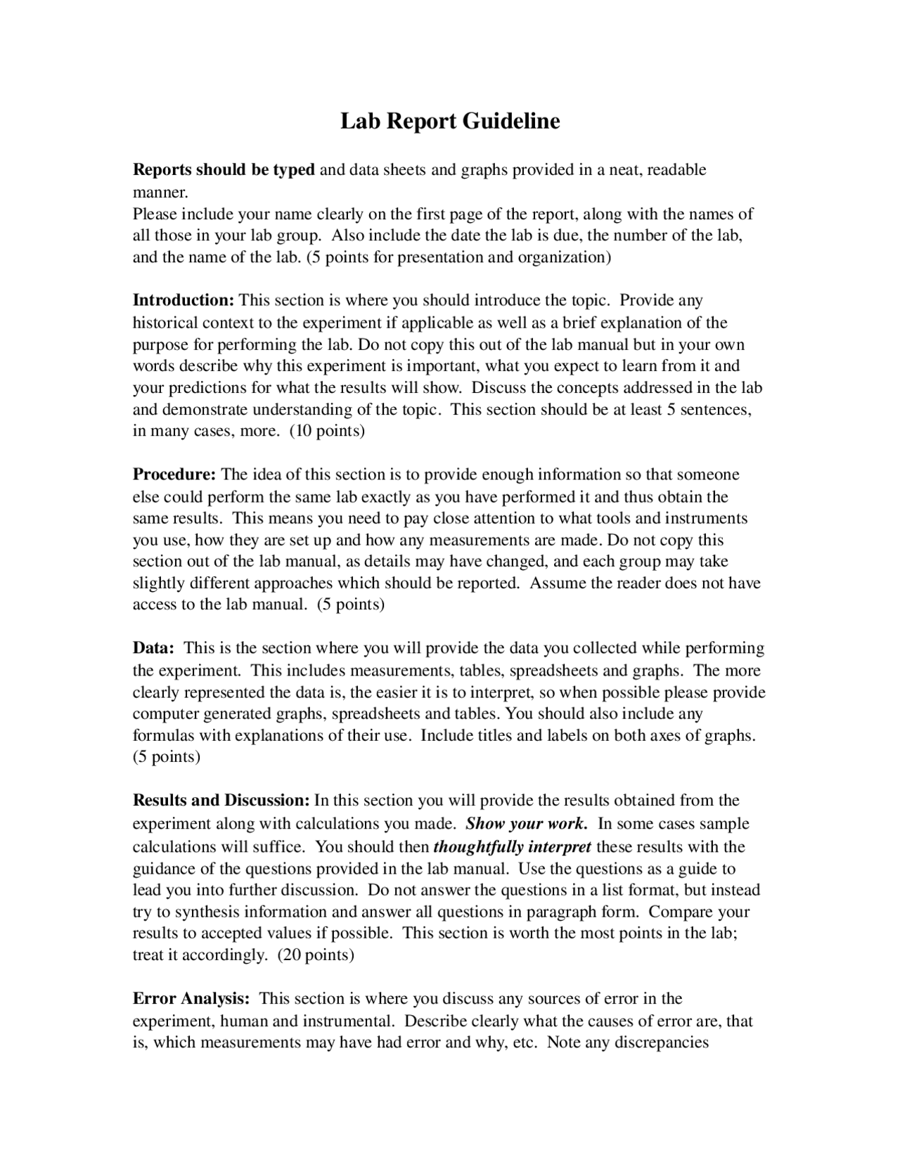 Lab Report Guideline Astronomy Laboratory Ast 1022 Docsity