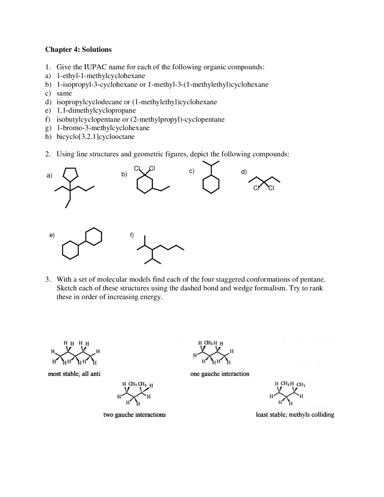 Questions With Solutions Organic Chemistry Chem 237 Docsity