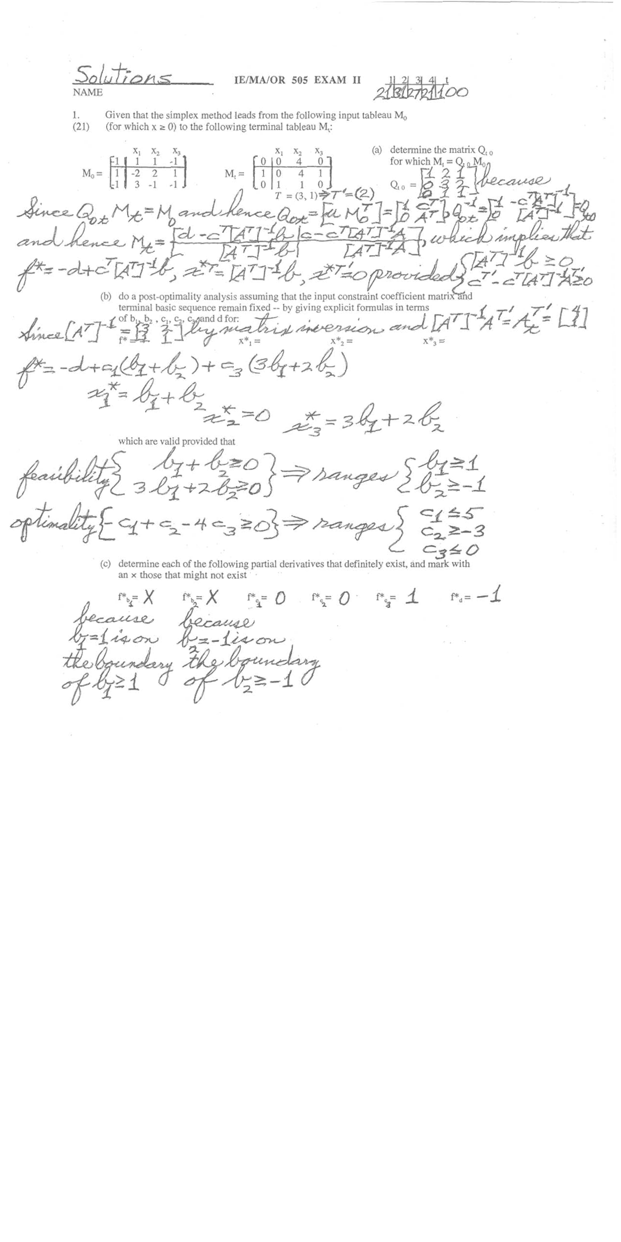 Test Ii With Solutions For Linear Programming Ma 505 Docsity