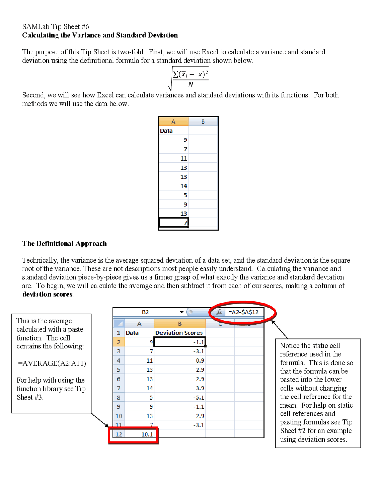 Sheet #6 Calculating the Variance and Standard Deviation | PSYCH 317 ...
