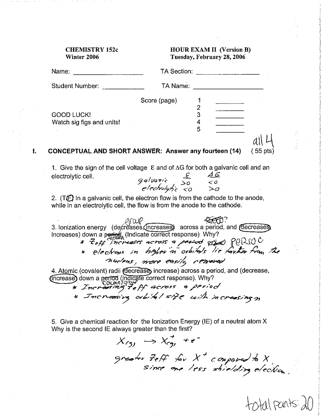 General Chemistry Exam 2 Practice Questions With Resolutions Chem