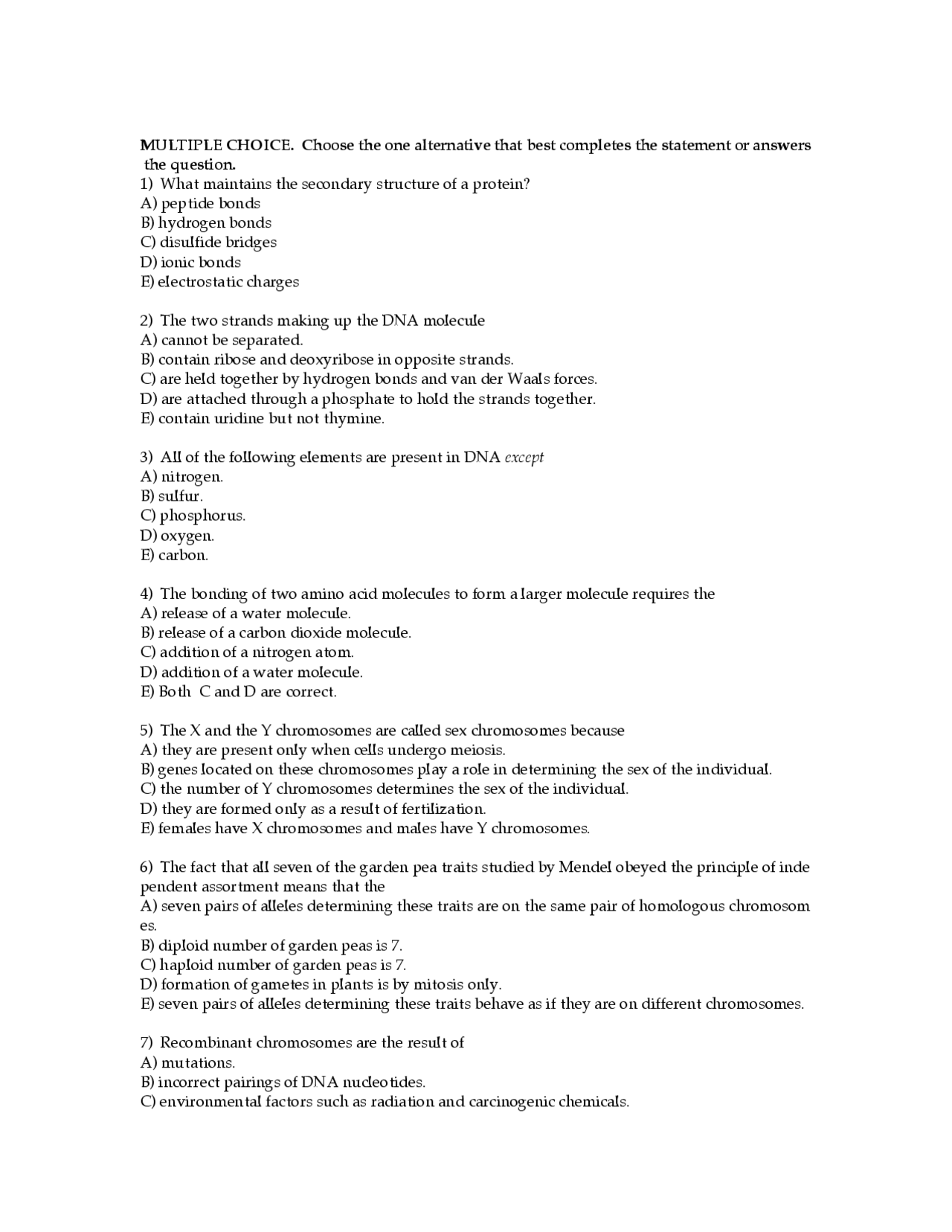 Practice Test With Answer Key Integrated Principles Of Biology Ii