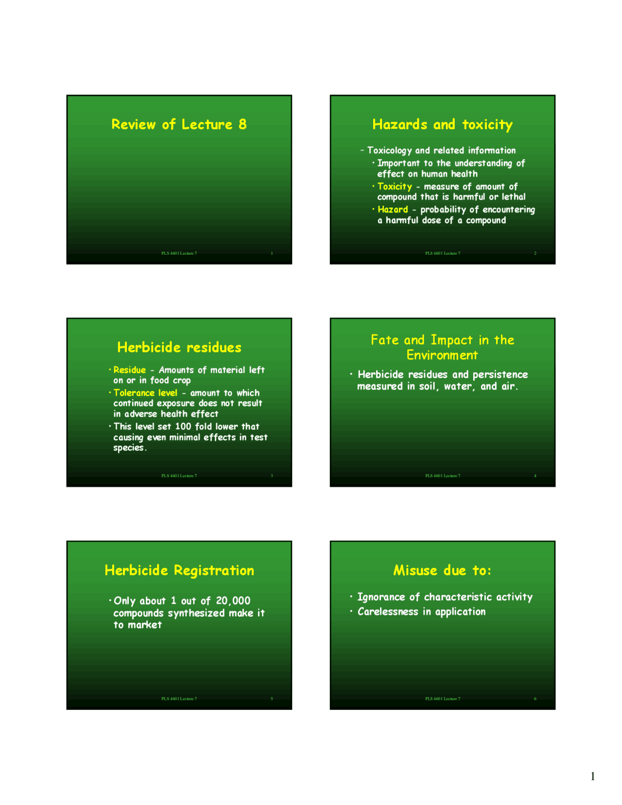 Herbicide Residues Review Sheet For Principles Of Weed Science Pls