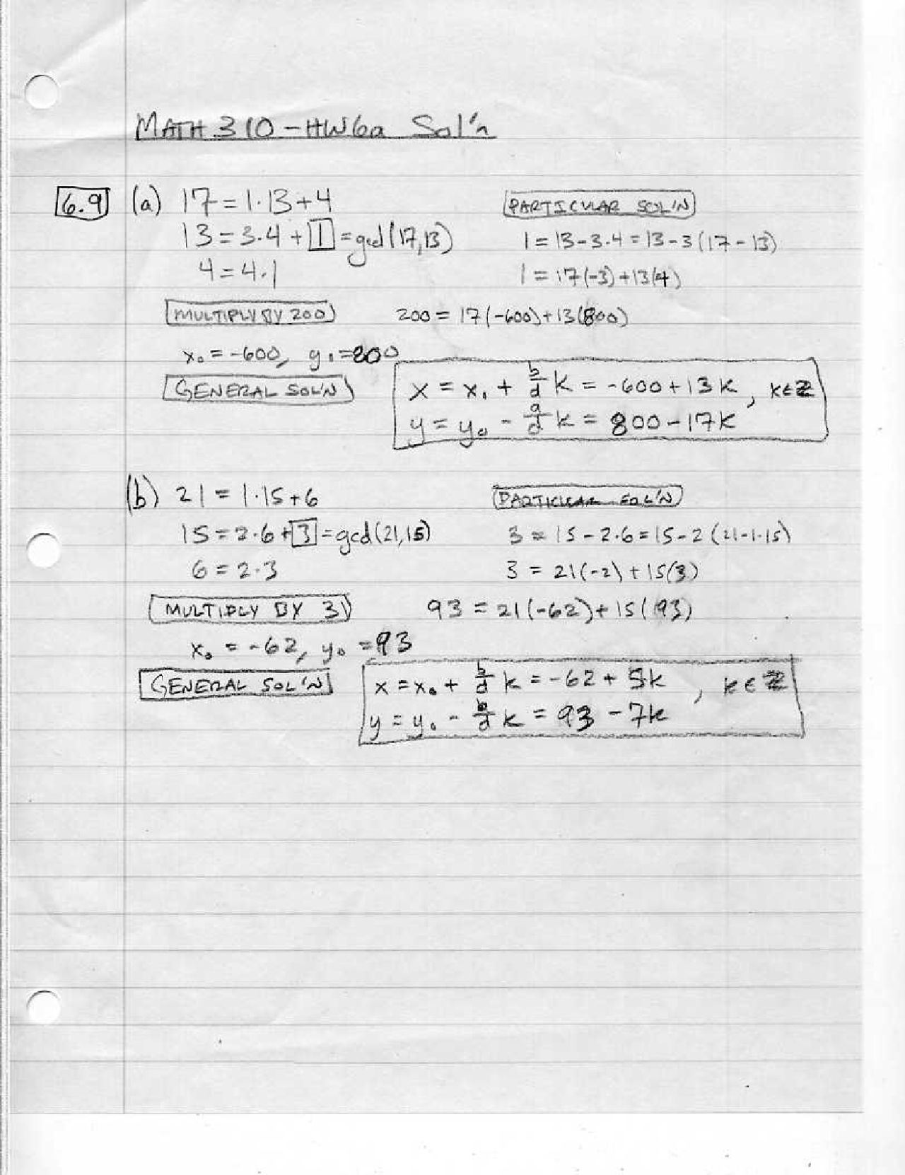 Resolution for Homework 6 - Handwritten Notes | MATH 310 - Docsity
