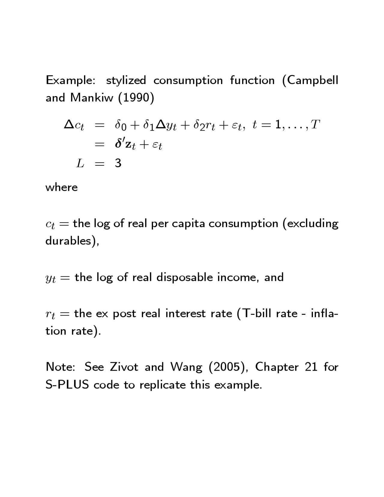 Stylized Consumption Function Econometric Theory I Econ 583 Docsity