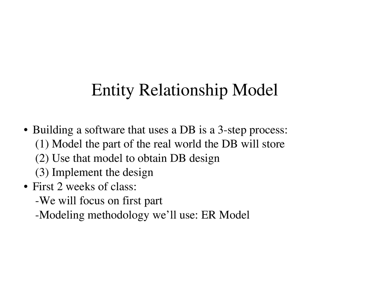 Entity Relationship Model - Lecture Notes | CIS 4301 - Docsity