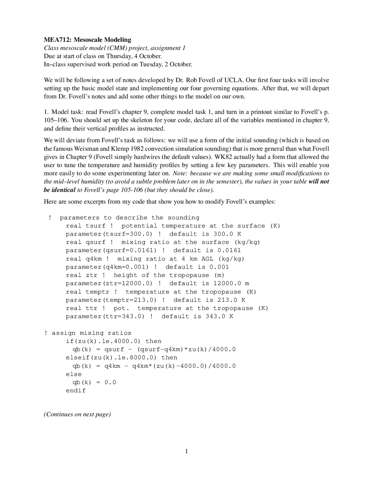 Project Assignment 1 Mesoscale Modeling Mea 712 Docsity