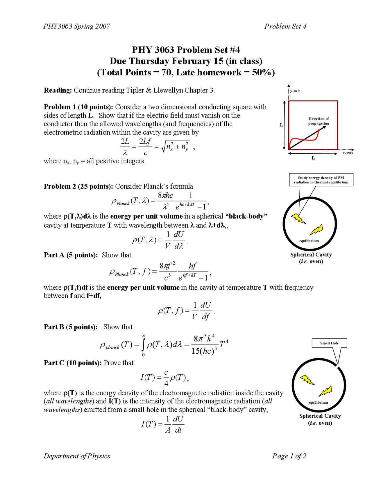 Homework 4 Solutions Enriched Model Physics Phy 3063 Docsity