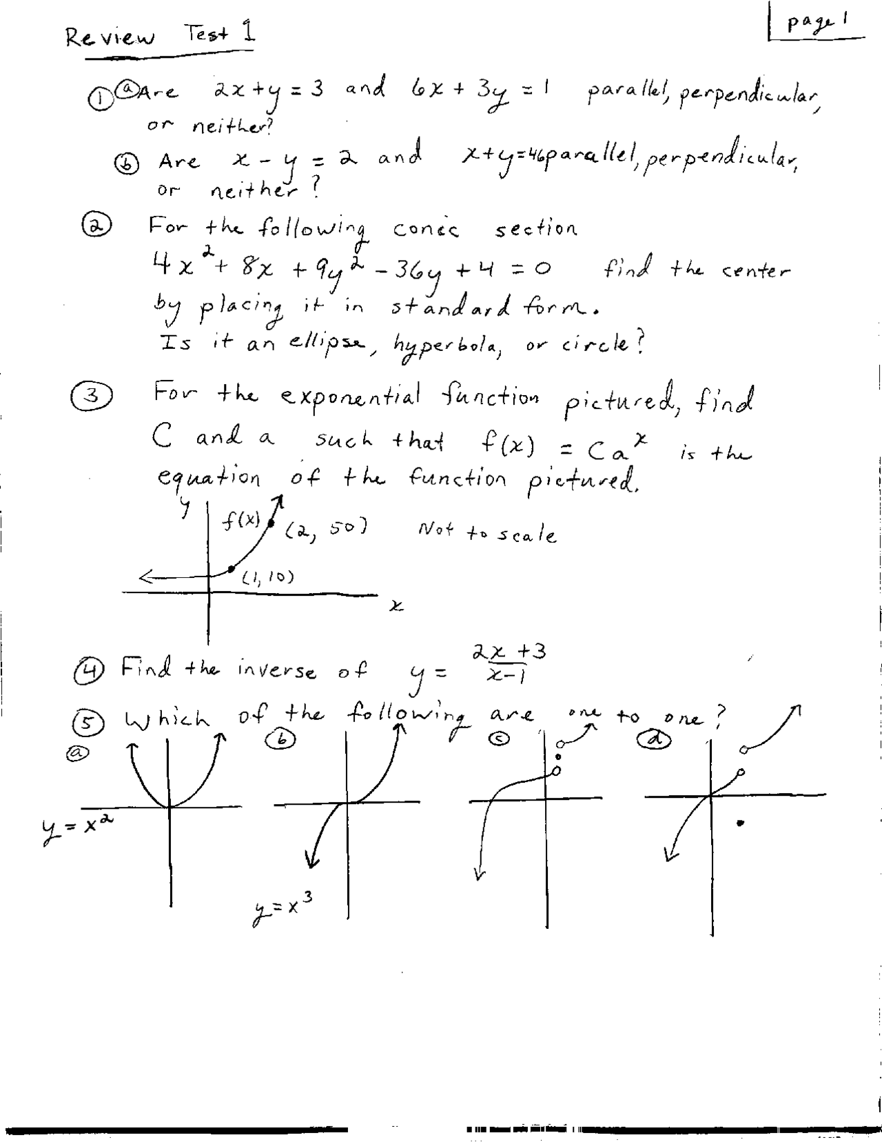 Review Study for Test 1 | Calculus I | MA 141 - Docsity