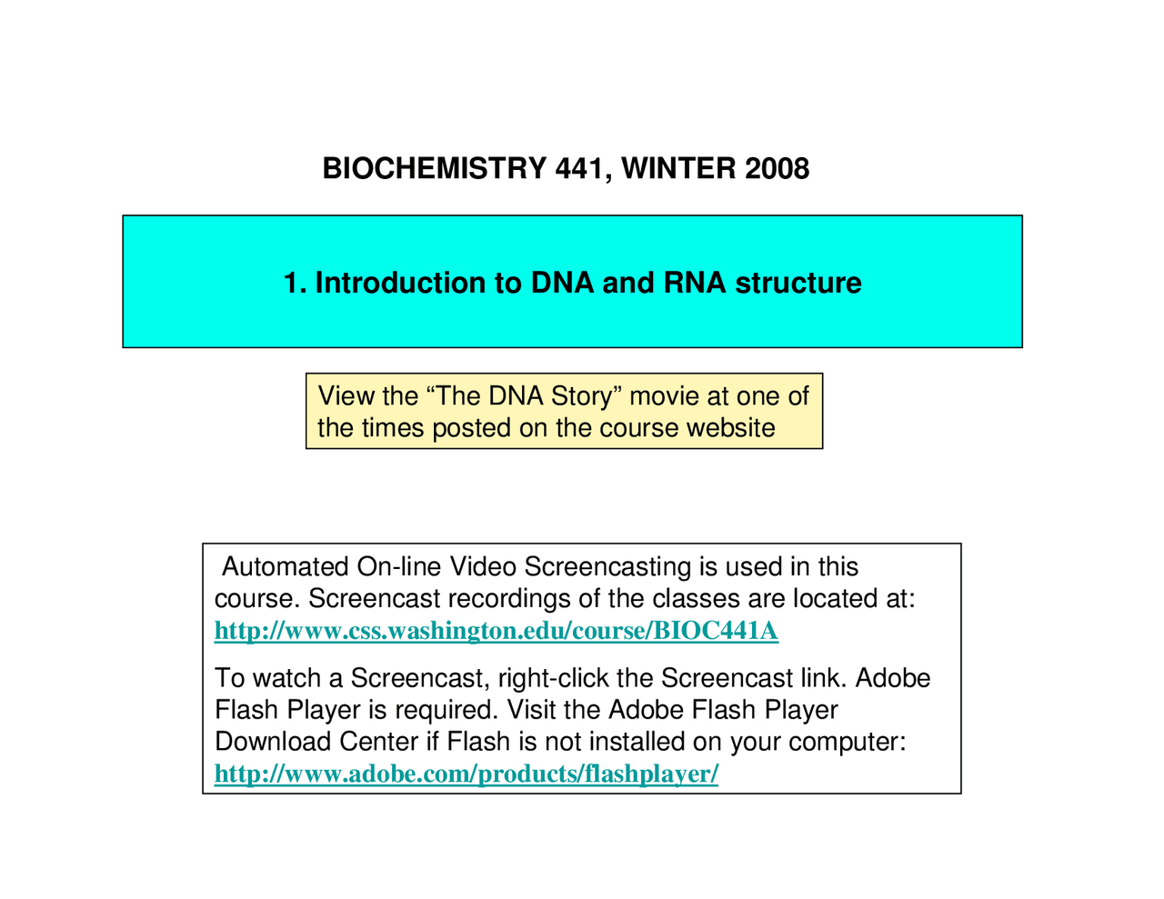 Introduction To Rna And Dna Structure Biochemistry Bioc 441 Docsity