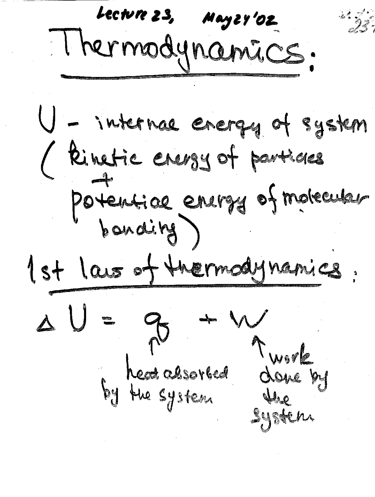 Notes on Thermodynamics - General Chemistry | CHEM 162 - Docsity