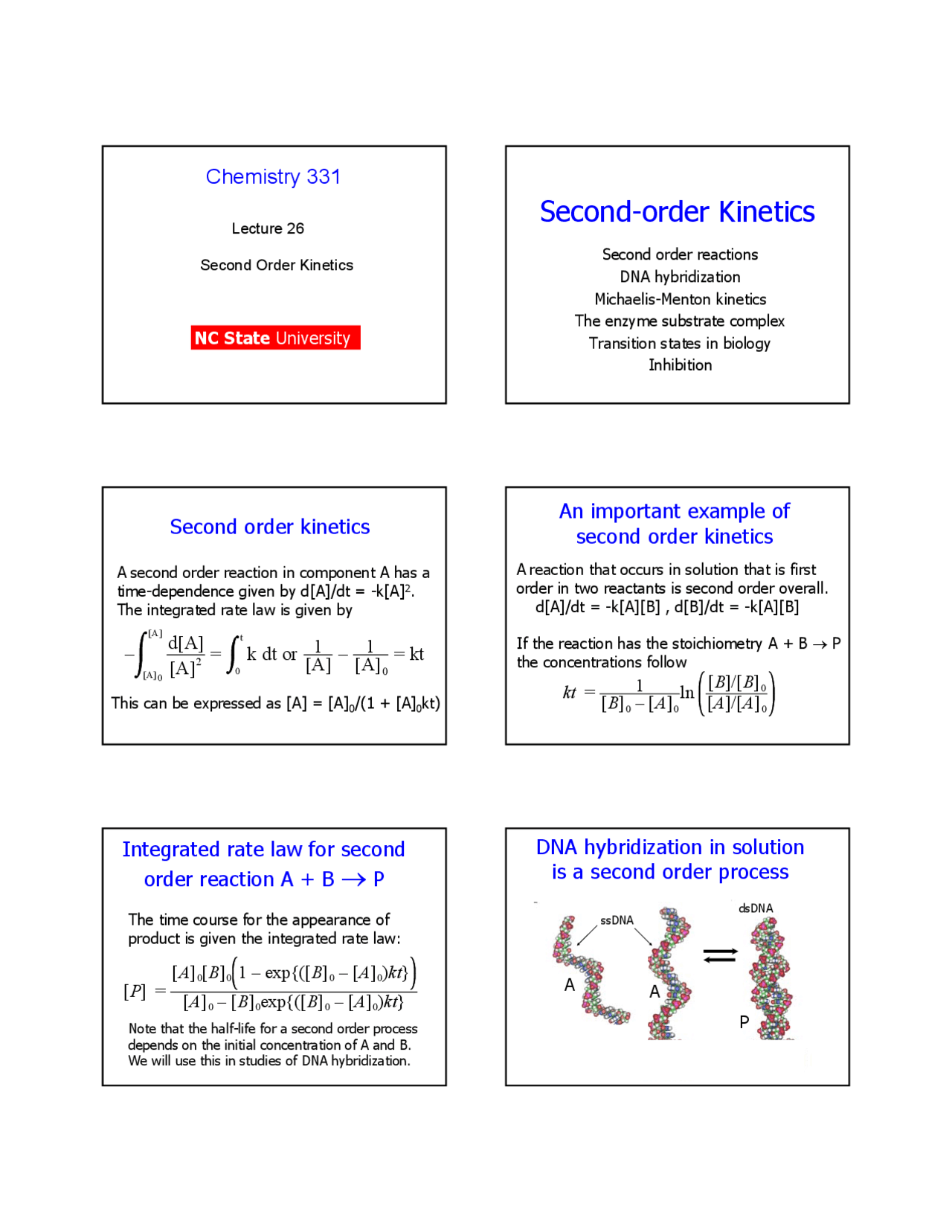 Second Order Kinetics Lecture Slides Ch 331 Docsity