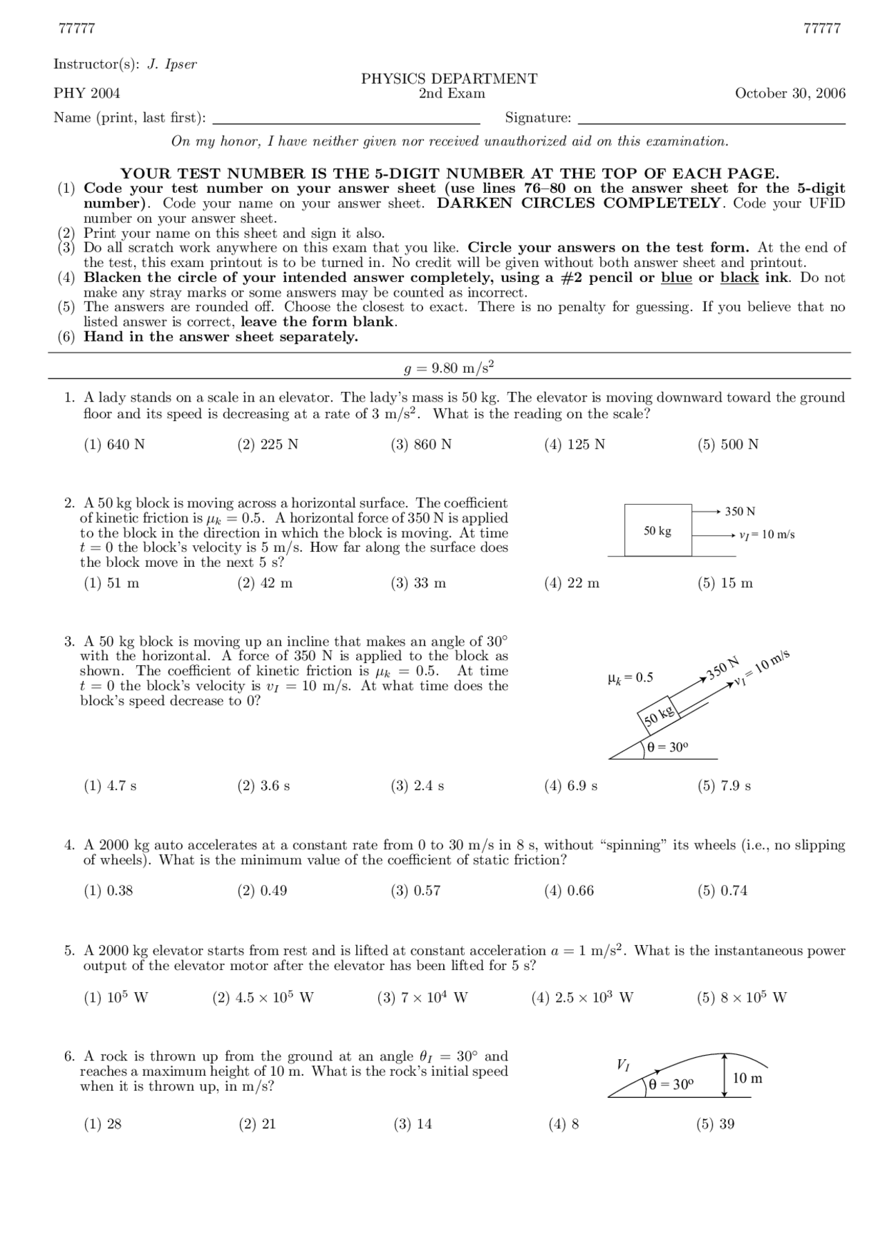 8 Mcqs For Exam 2 Applied Physics 1 Phy 2004 Docsity