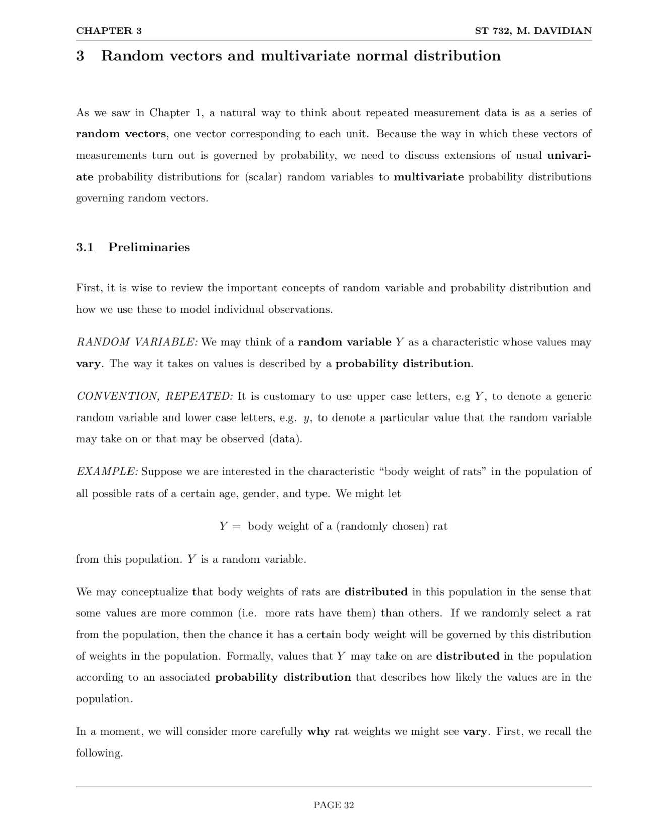 Random Vector And Multivariate Normal Distribution St 732 Docsity